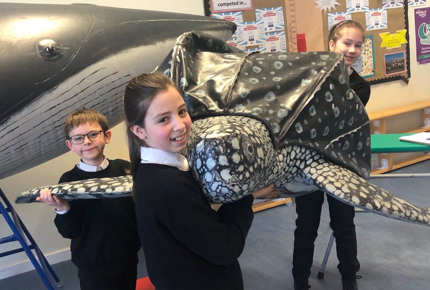 Derby school pupils come face-to-face with life-size inflatable sea ...