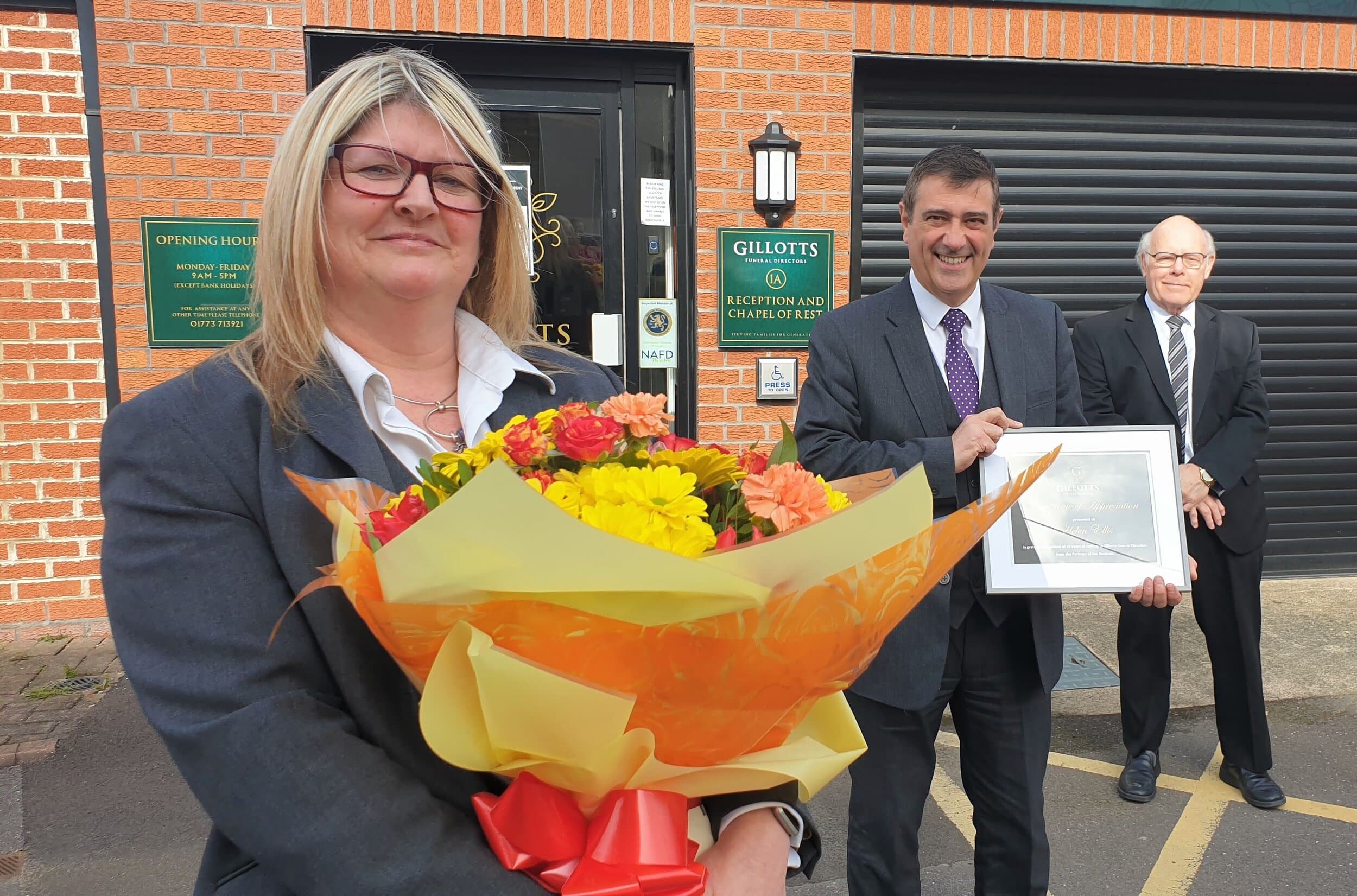 Funeral director Helen marks 25 years of caring at Gillotts - Penguin PR